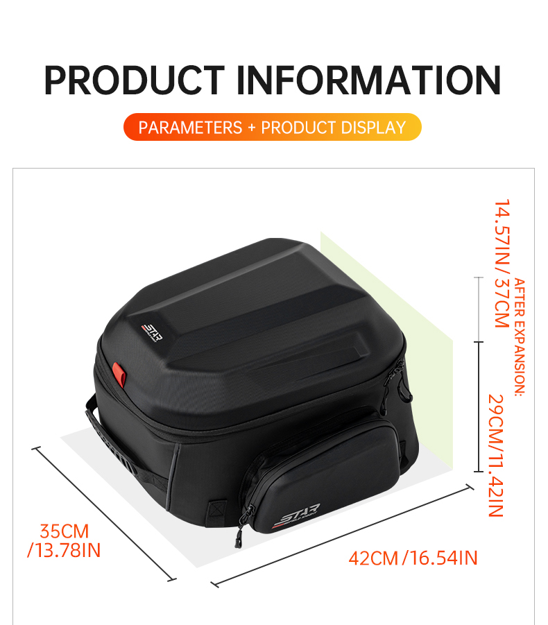 SFK Waterproof Motorcycle Tail Bag Back Seat Bag Scalable Large ...