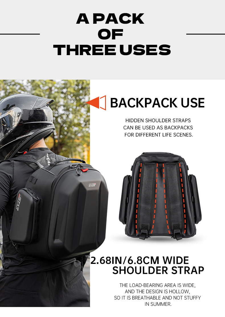 SFK Waterproof Motorcycle Tail Bag Back Seat Bag Scalable Large ...