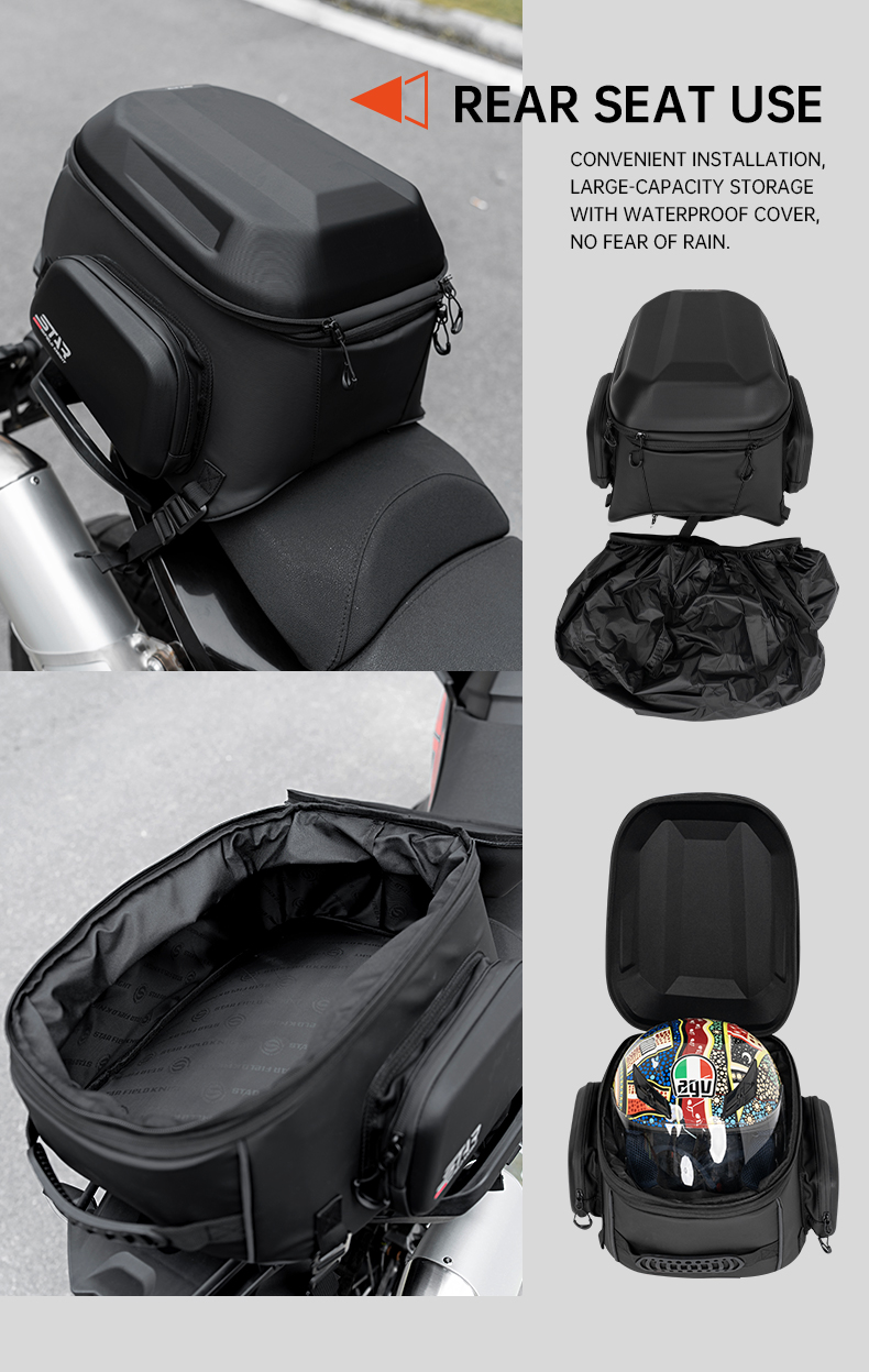 SFK Waterproof Motorcycle Tail Bag Back Seat Bag Scalable Large ...