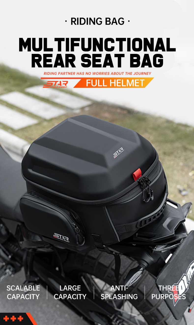 SFK Waterproof Motorcycle Tail Bag Back Seat Bag Scalable Large ...