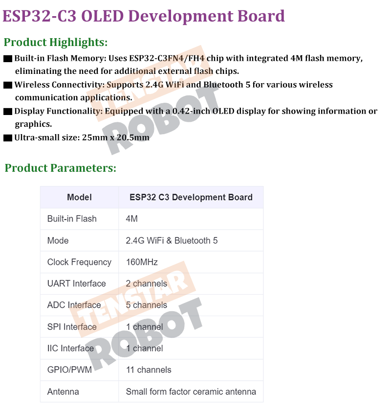 ESP32-C3 OLED Development Board With 0.42 Inch OLED Module Ceramic ...