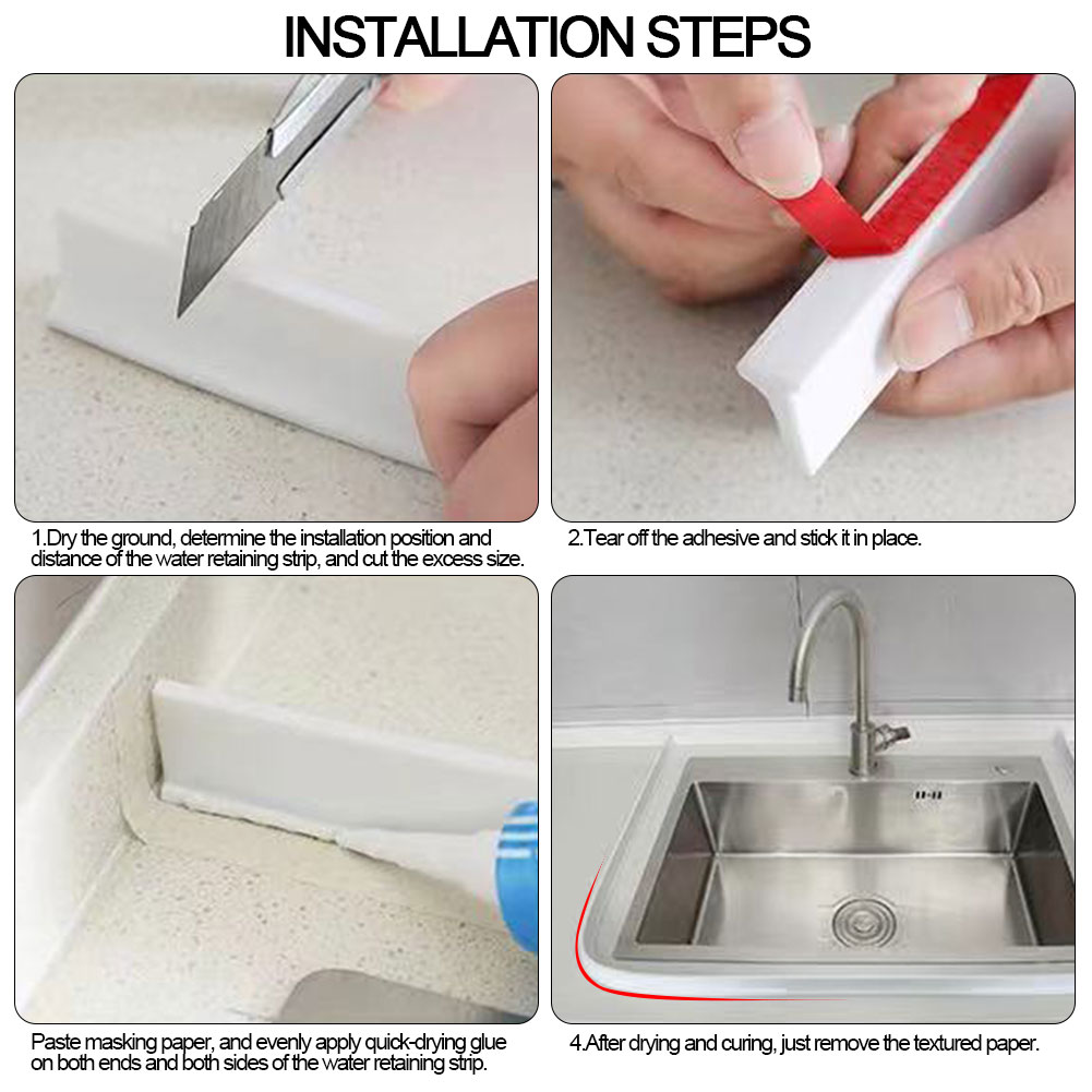 Silicone bathroom water retaining strip, sink, washing machine, kitchen ...