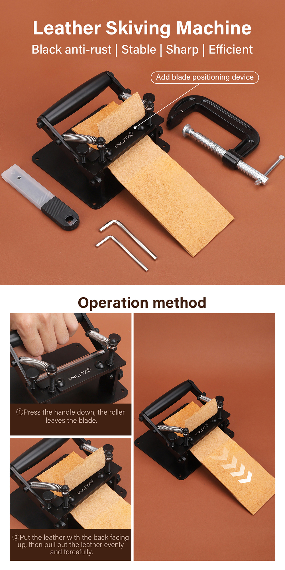 WUTA Leather Skiving Machine Manual Thinner Leather Belt Skiver ...