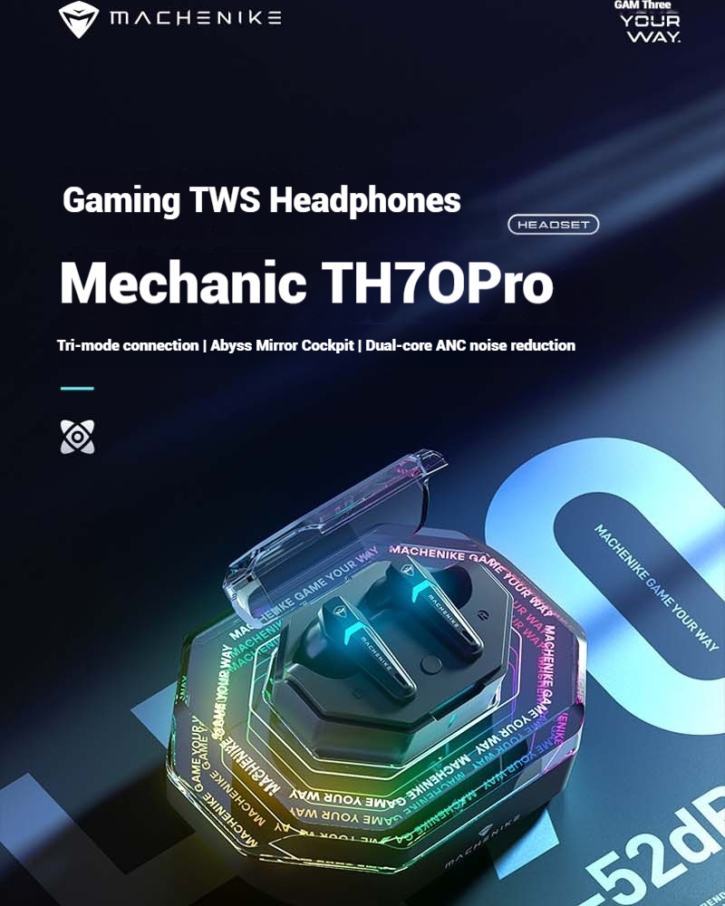 Machenike TH70 three-mode esports headphone Gaming Bluetooth quad-mai ...