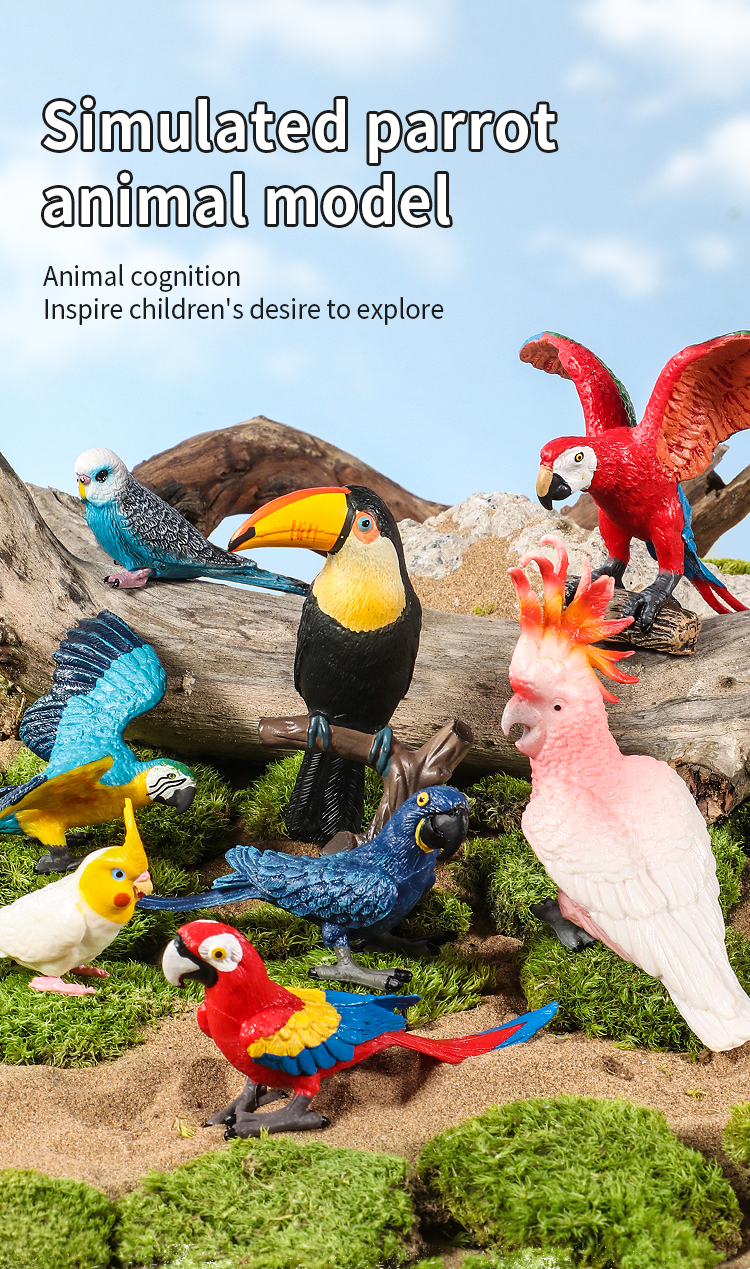Birds Figures Realistic Parrot Toys Animal Figures Set Simulated ...