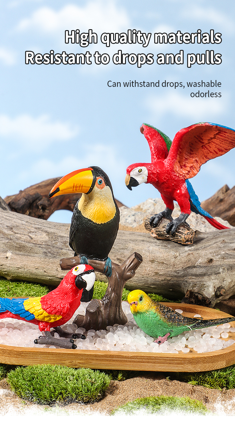 Birds Figures Realistic Parrot Toys Animal Figures Set Simulated ...