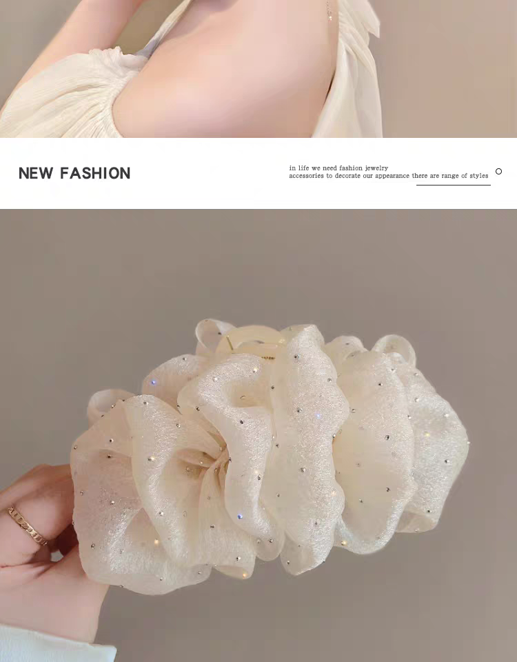 Single set bubble mesh grab clip fabric bow shark clip female commuting ...