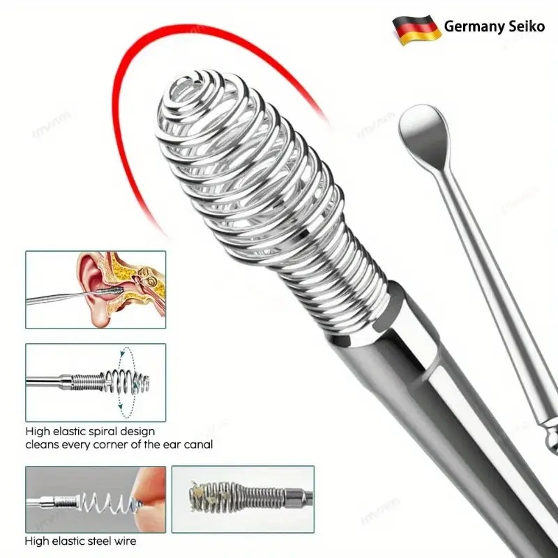 Stainless Steel Ear Wax Removal Tool Set – Ear Cleaning Kit for Safe ...