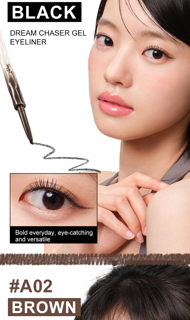 UKISS Gel Eyeliner Pencil Dual Headed with Eyeliner Brush Waterproof ...