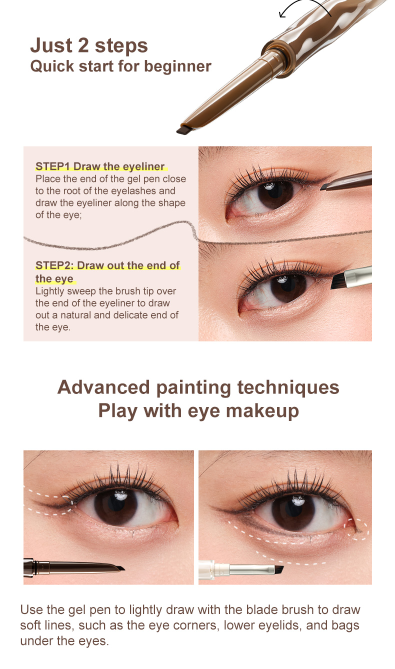 UKISS Gel Eyeliner Pencil Dual Headed with Eyeliner Brush Waterproof ...