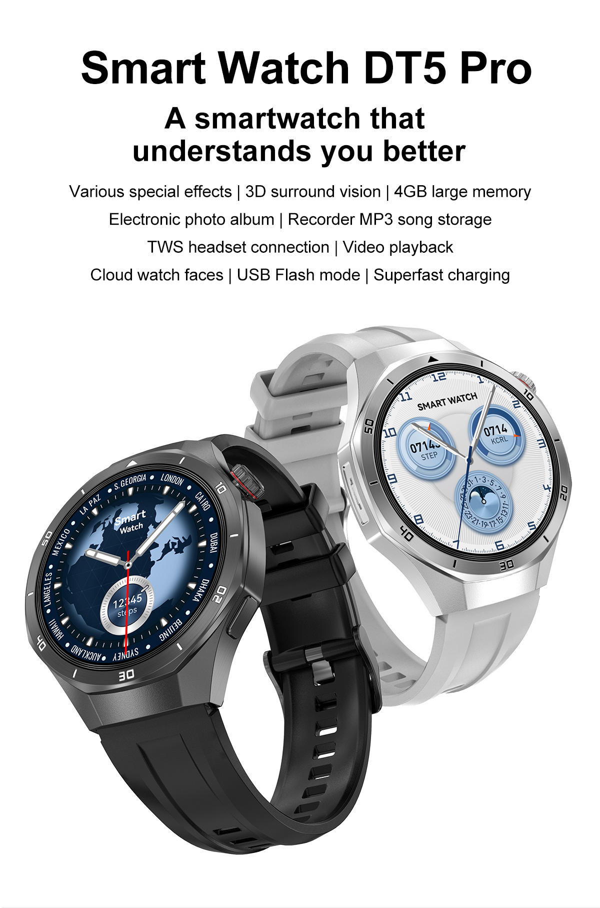 2025 New Upgrade 4GB Big Memory DT5 PRO Smart Watch 1.46" Sapphire ...