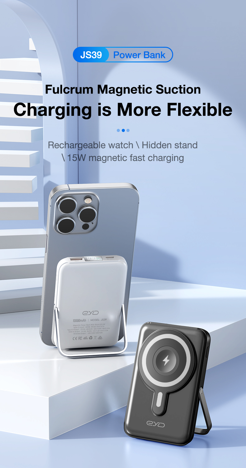 EYD JS39 Power Bank 10000mAh Mini Magnetic Wireless With stand 22.5W ...