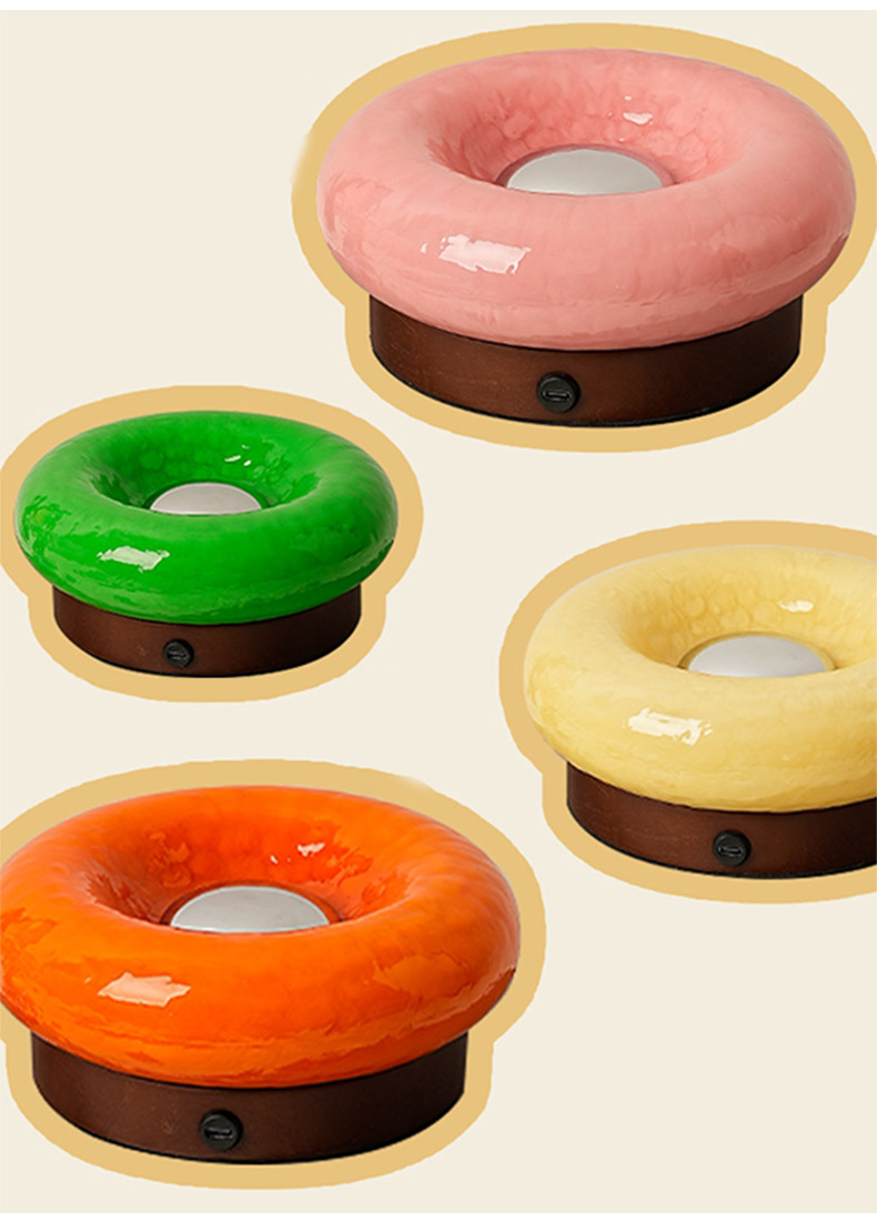 Modern Led Donut Table Lamp With Touch Switch Rechargeable Usb Bedside ...