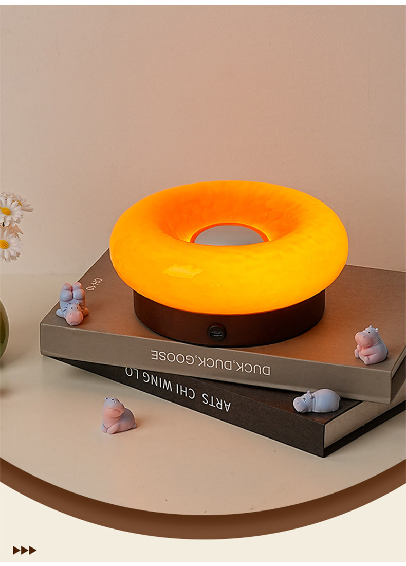 Modern Led Donut Table Lamp With Touch Switch Rechargeable Usb Bedside ...