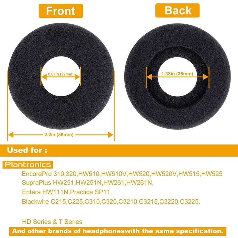 Headphone Earpads Sponge Earmuffs for Plantronics SupraPlus and HW251N ...