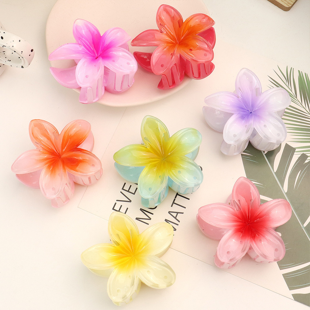 6PCS Korean Hair Clips Set: Egg Flower & Crab Claw, Sweet Gradient Hair ...
