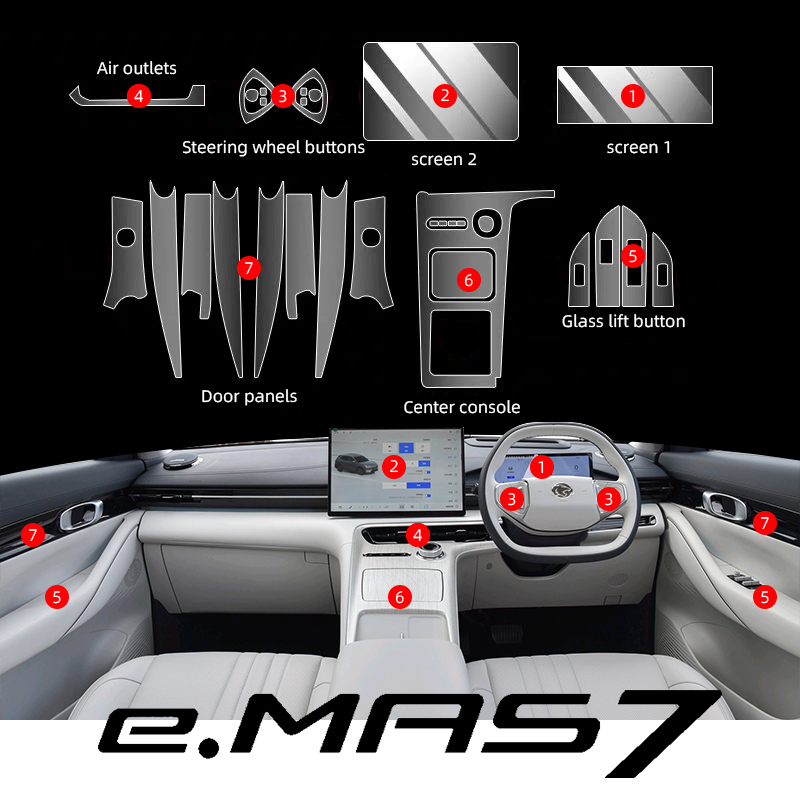 Transparent TPU Protective Film for Proton eMAS 7 Car Interior ...