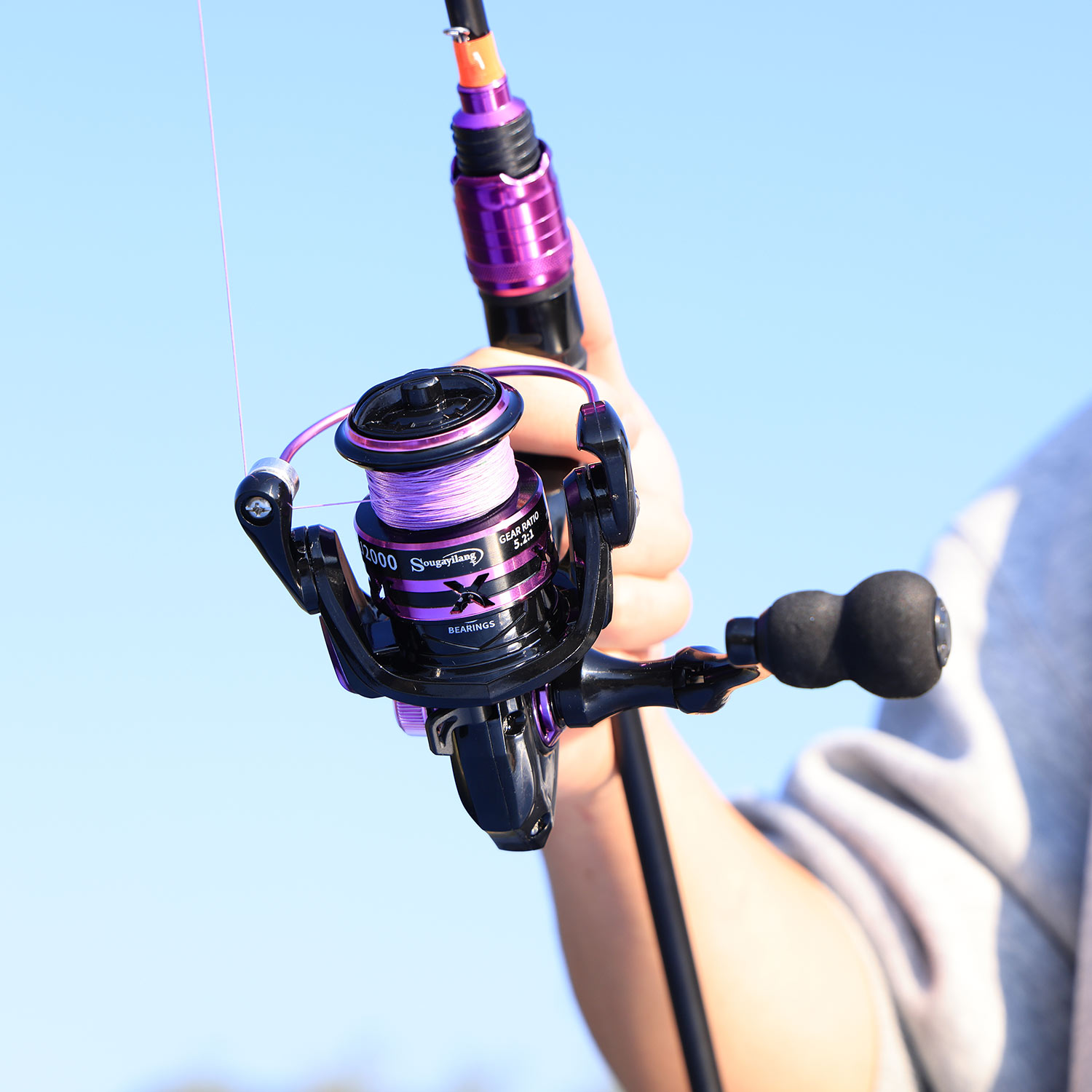 Sougayilang Spinning Fishing Reel 20KG Max Drag 5.2:1 Gear Ratio 1000 ...