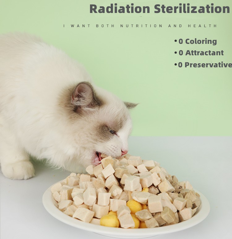 PET Freeze Dried chicken cube Breast treat snack Booster gemuk kucing ...