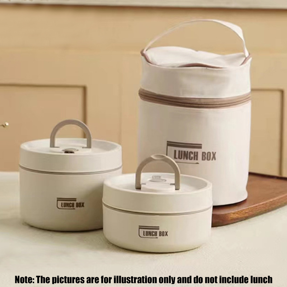 1PC Microwaveable 304 Stainless Steel Lunch Box Round Insulated Food ...