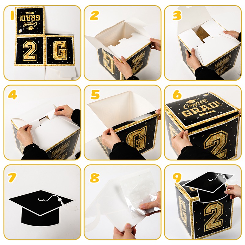 5Colors Graduation Decorations Letter Boxes 2025 Grad Paper Box Black ...