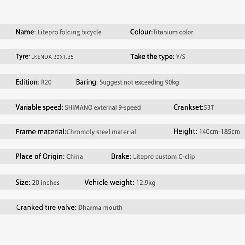 Litepro 20 Inch 9 speed Folding Bike With Dual C-brakes Suitable For ...
