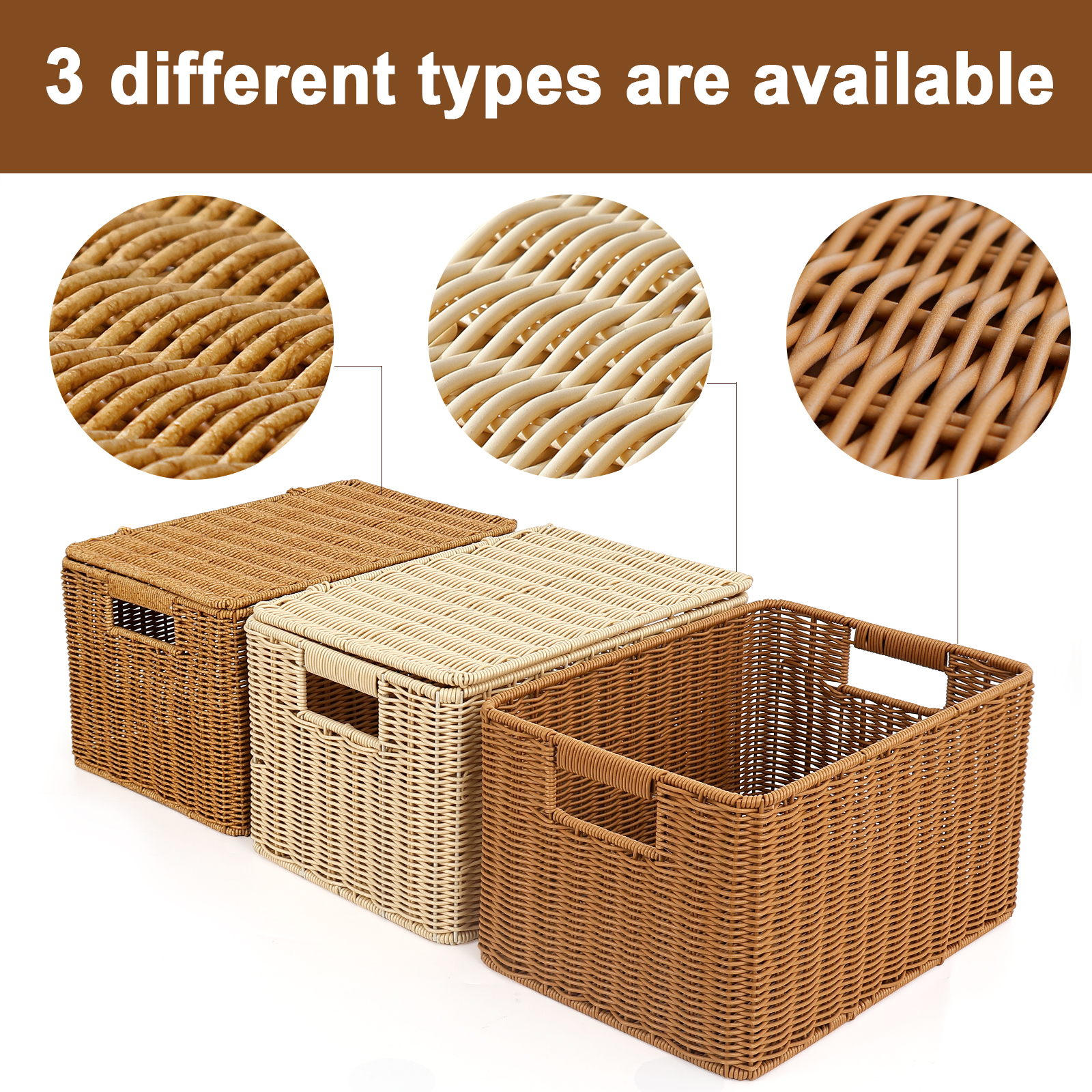 XXL Size Rattan Basket with Lid Hand-Woven Wicker Basket Rattan Storage ...