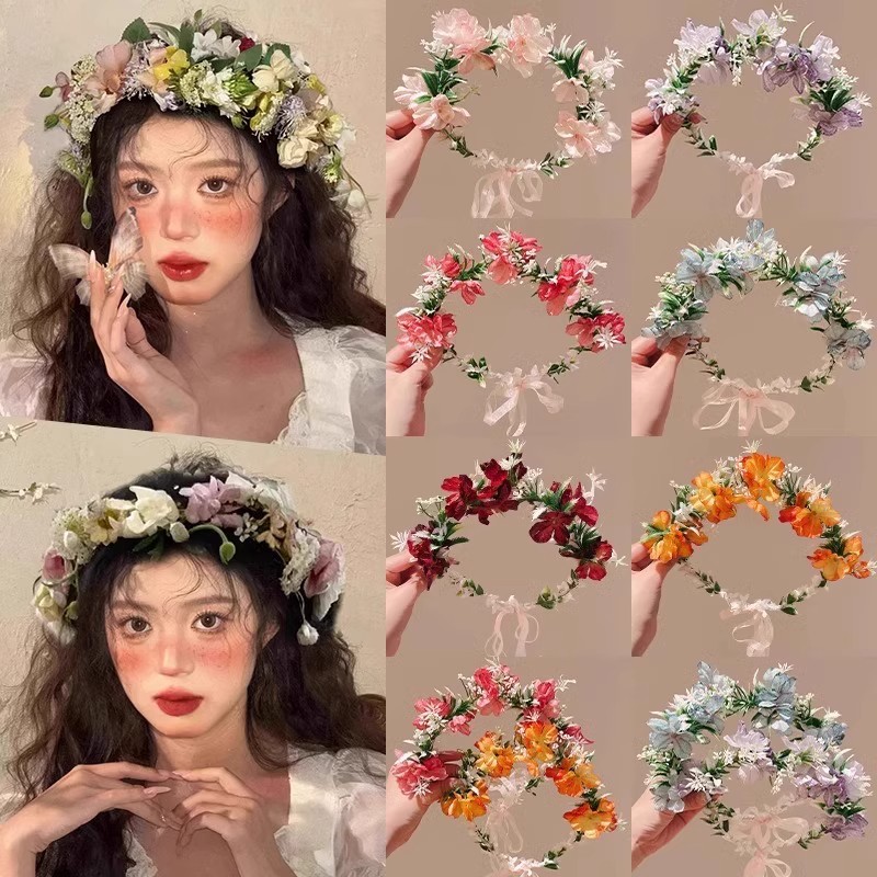 Super Fairy Forest Style Garland Headdress Female Flower Headband ...
