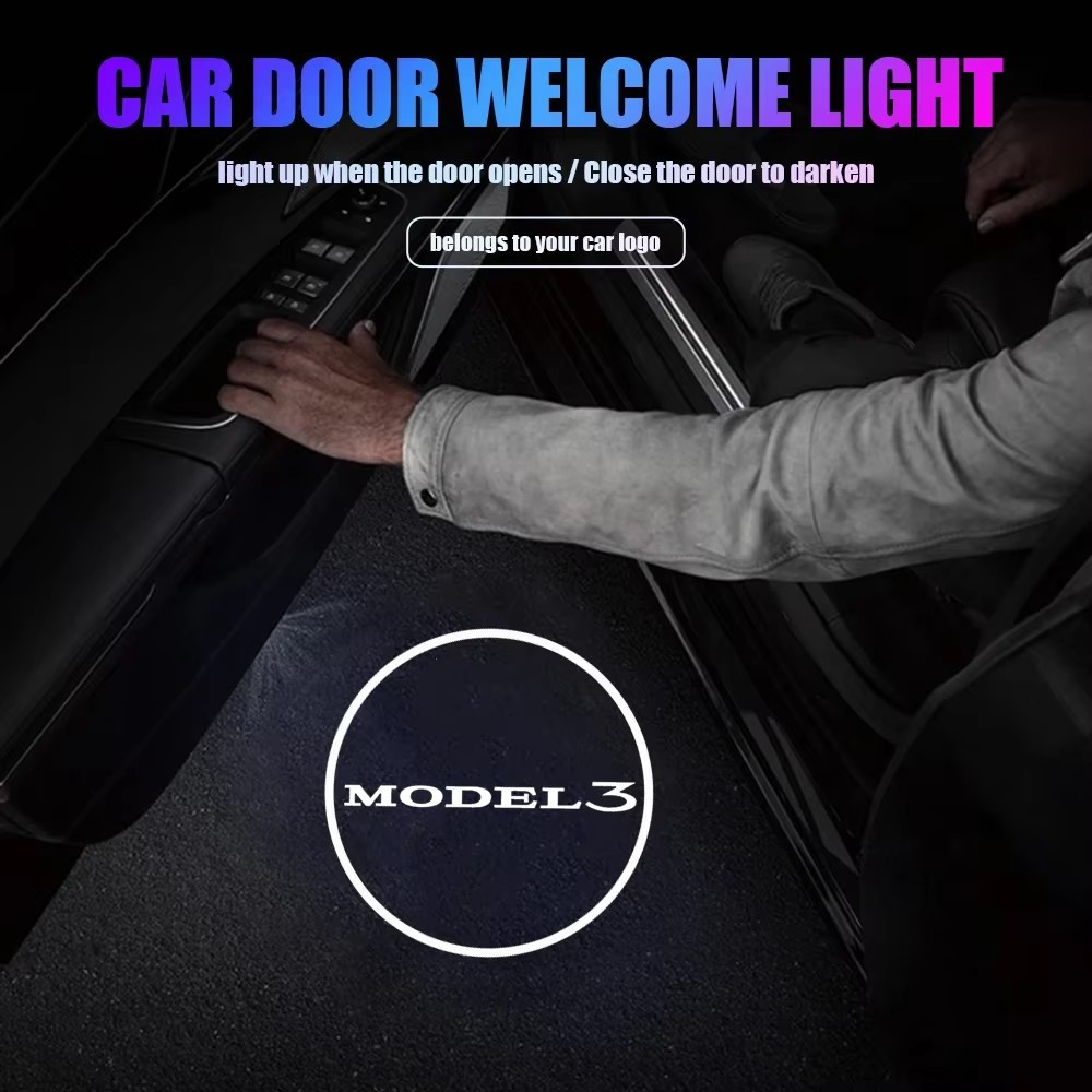 【Not fading or blurry】For Tesla Logo Light Auto Projector Door Lights ...