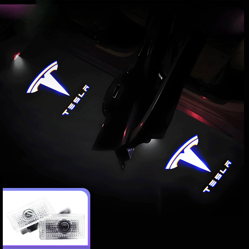 【Not fading or blurry】For Tesla Logo Light Auto Projector Door Lights ...