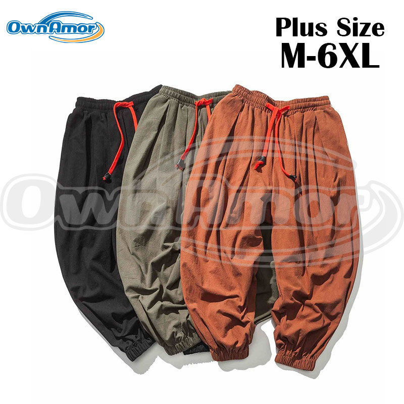 【M-8XL】Plus Size Men Carrot Pants Loose Fit Casual Wide Leg Hip-Hop ...