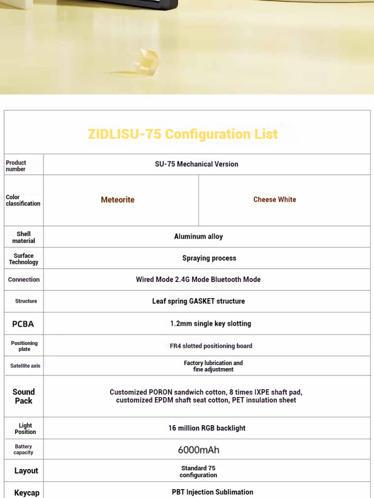 ZIDLI SU75 aluminum alloy three mode customized mechanical keyboard ...