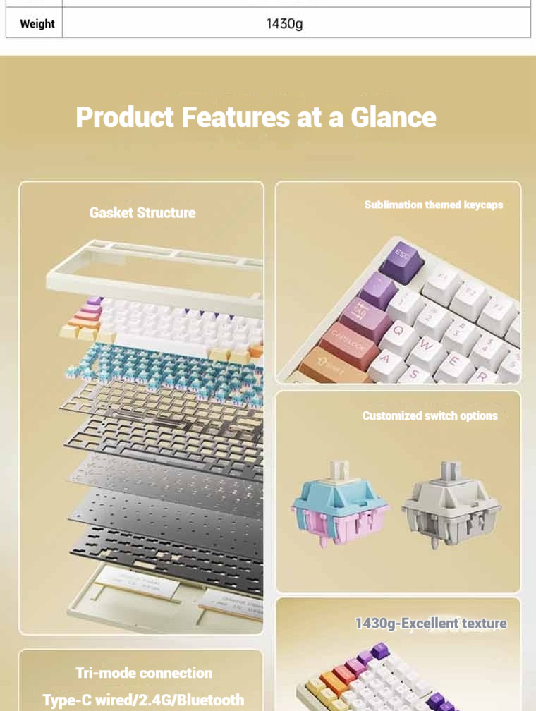 ZIDLI SU75 aluminum alloy three mode customized mechanical keyboard ...