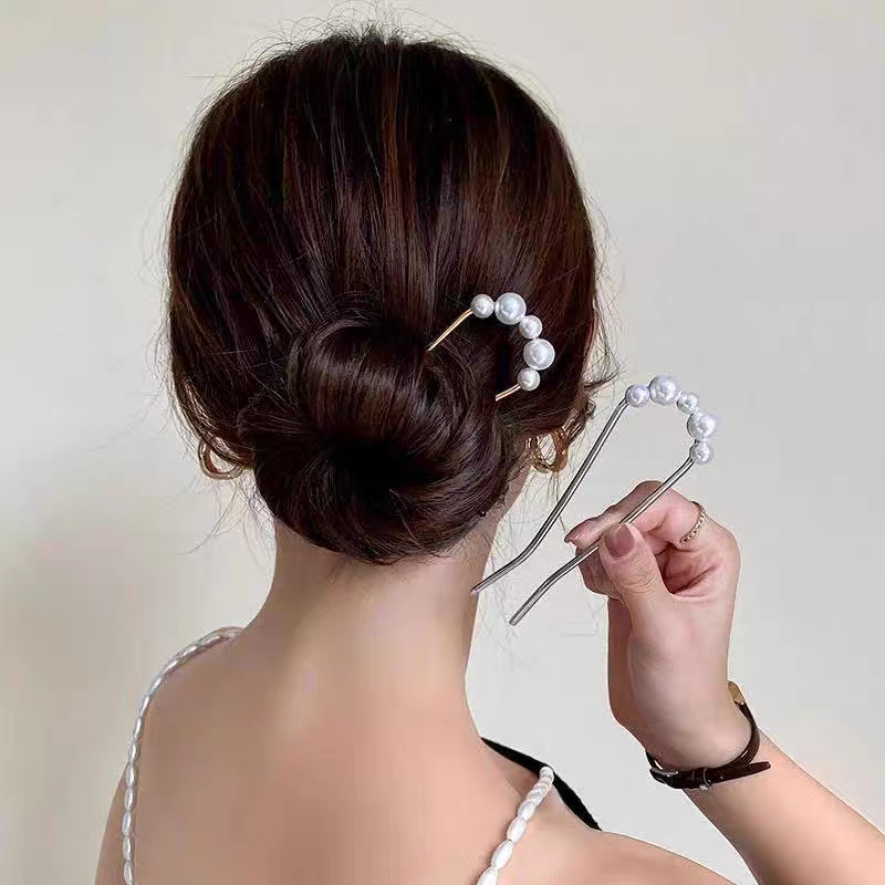 Single Korean hairpin, simple pearl hairpin, hair accessory for women ...