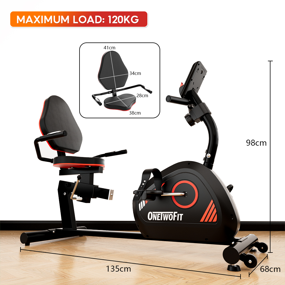 OneTwoFit Recumbent Bike Indoor Bicycle Exercise Fitness Stepper ...
