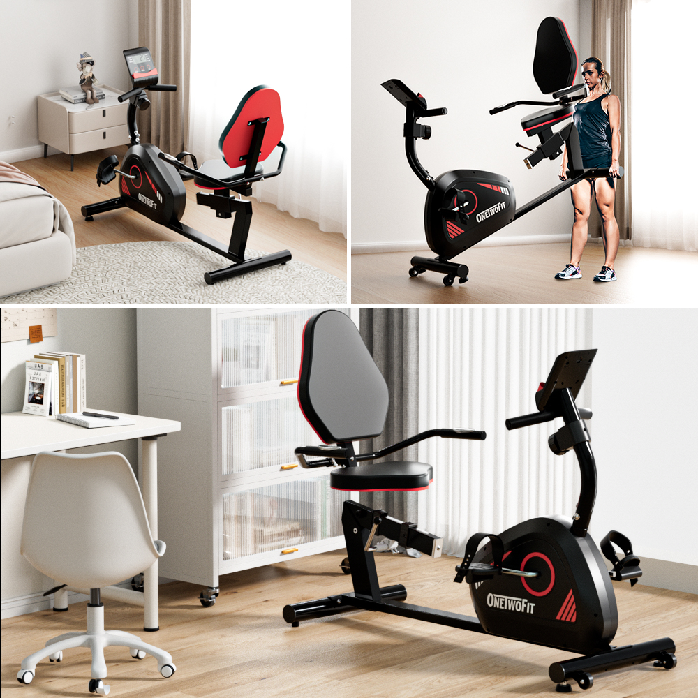 OneTwoFit Recumbent Bike Indoor Bicycle Exercise Fitness Stepper ...