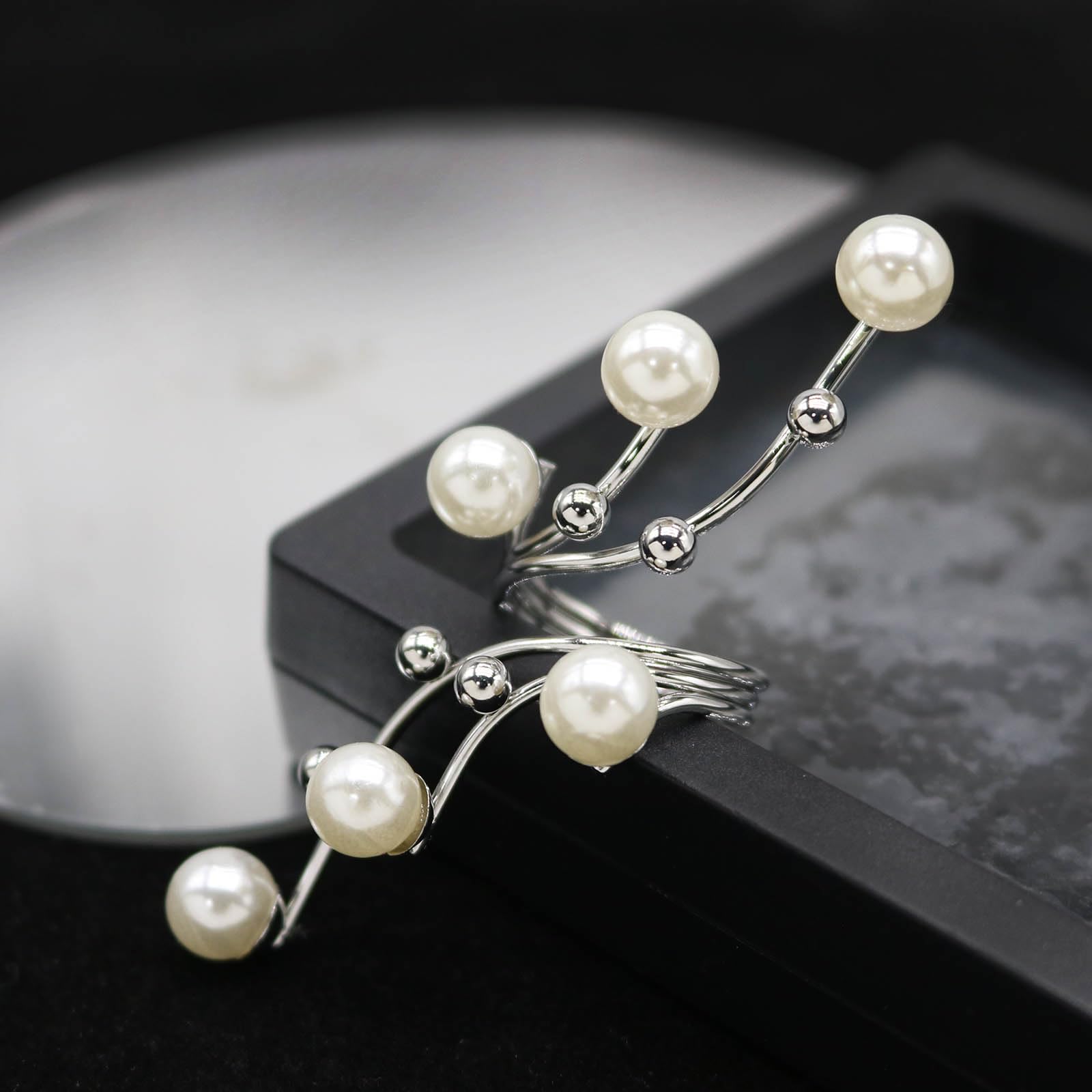 Adjustable Fake Pearl Brooch, Gold/Silver Ring Jewelry for Women ...