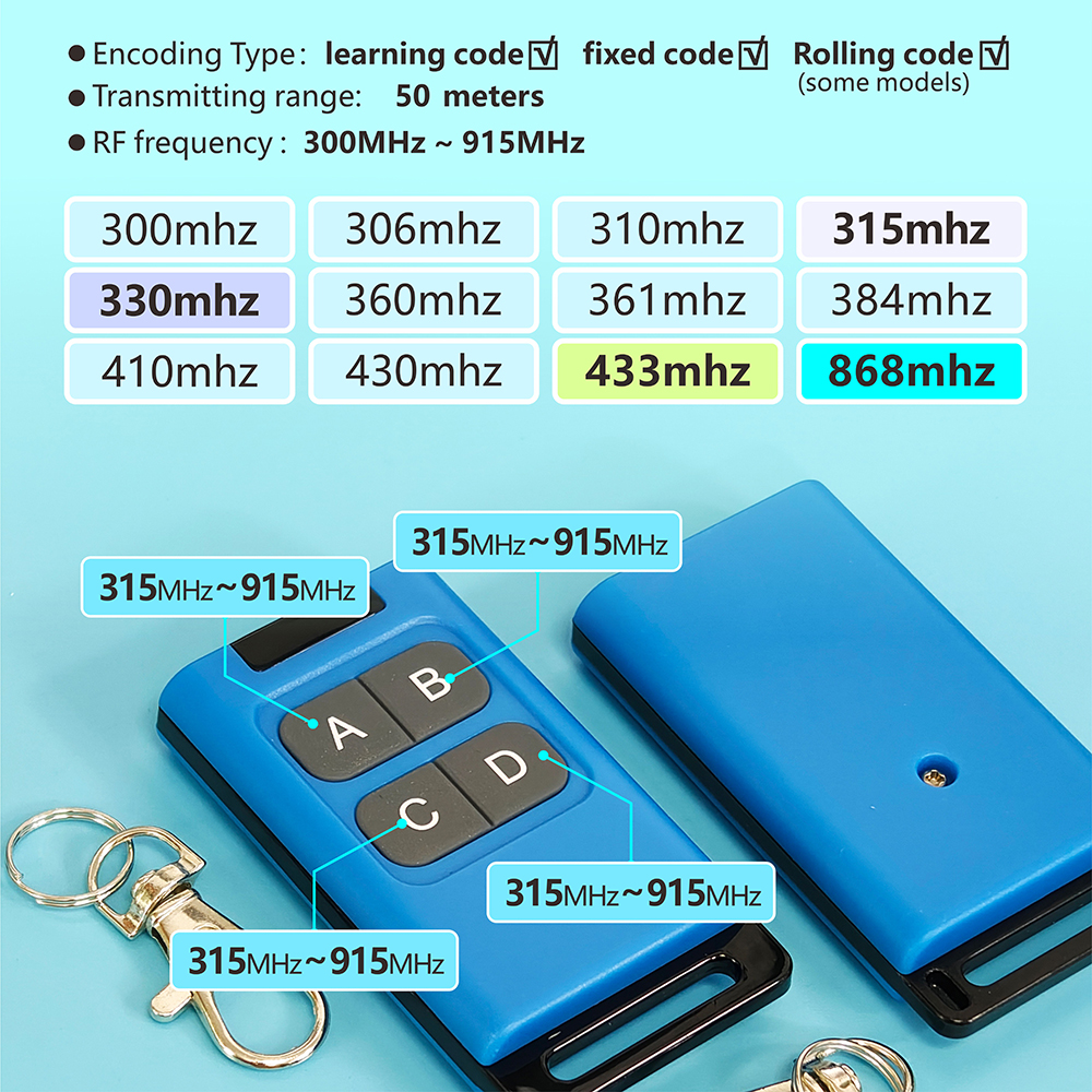 8 channel universal clone remote control, 8 buttons copy remote control Supports RF 315MHz ...