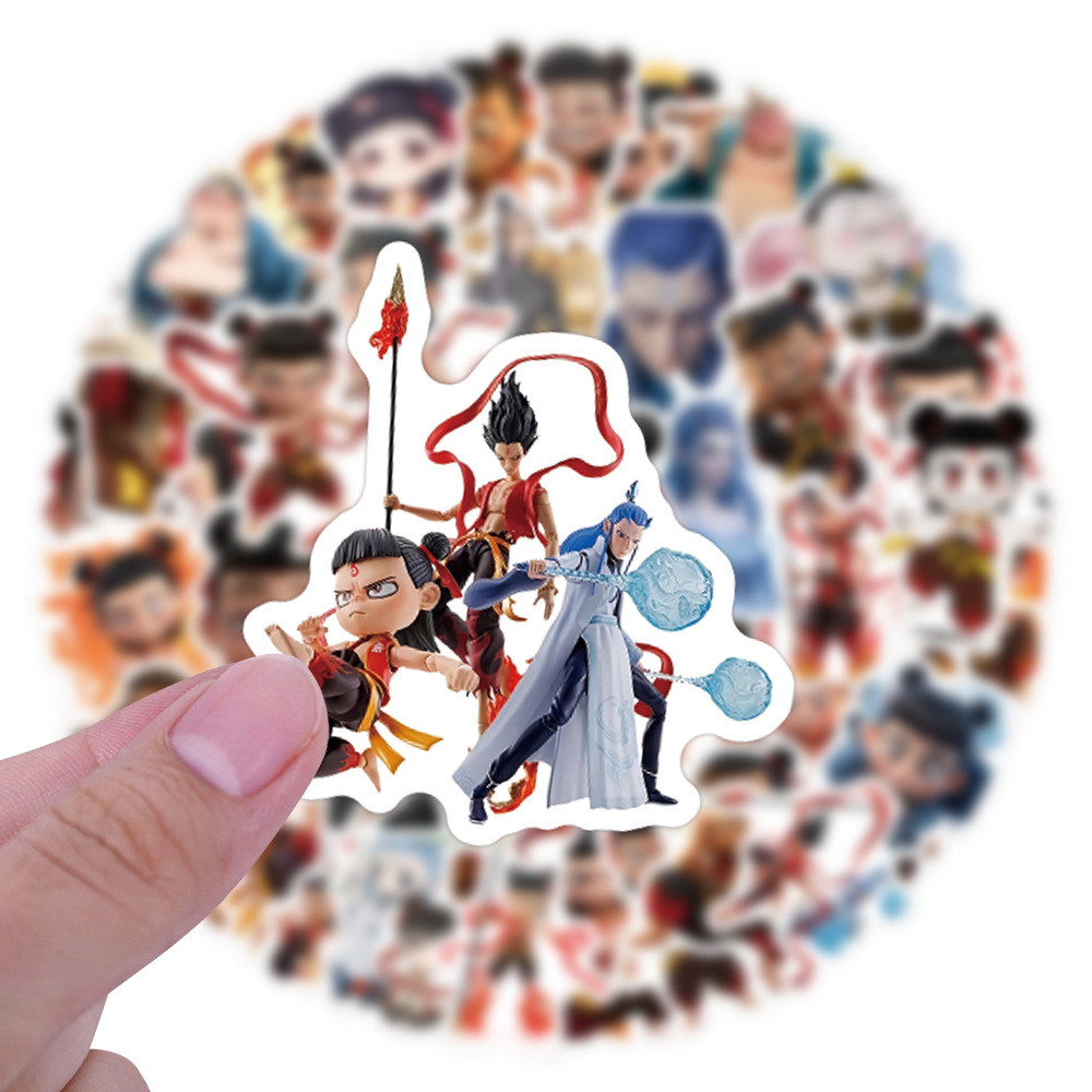 60 Nezha sticker cute Waterproof stickers suit for phone scrapbook door ...