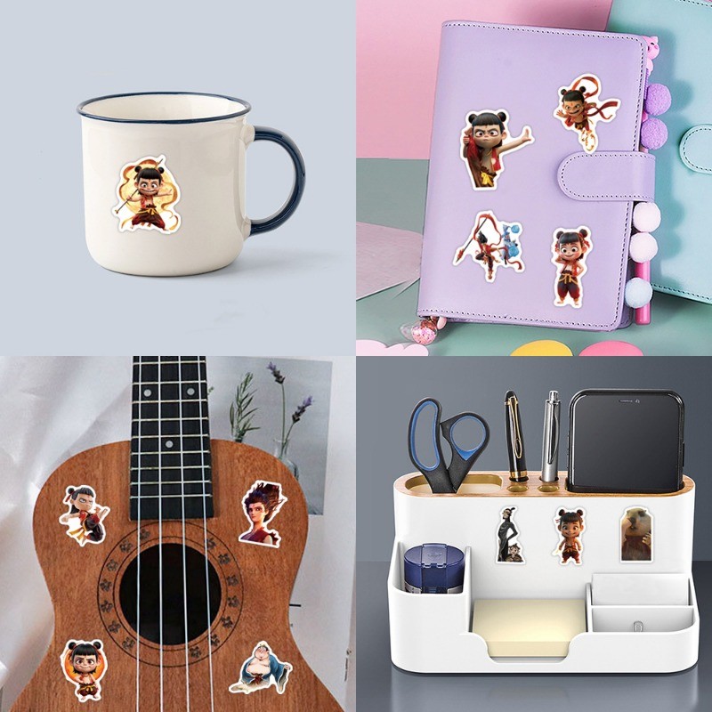 60 Nezha sticker cute Waterproof stickers suit for phone scrapbook door ...