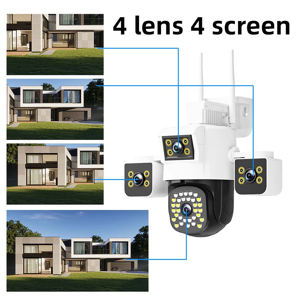 LLSEE 16MP 8K 4 Lens/Screen Wireless Two-Way Communication Wi-Fi CCTV Camera | Shopee Malaysia