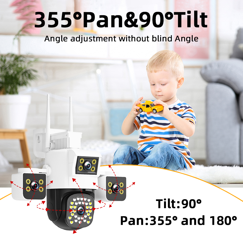 LLSEE 16MP 8K 4 Lens/Screen Wireless Two-Way Communication Wi-Fi CCTV ...