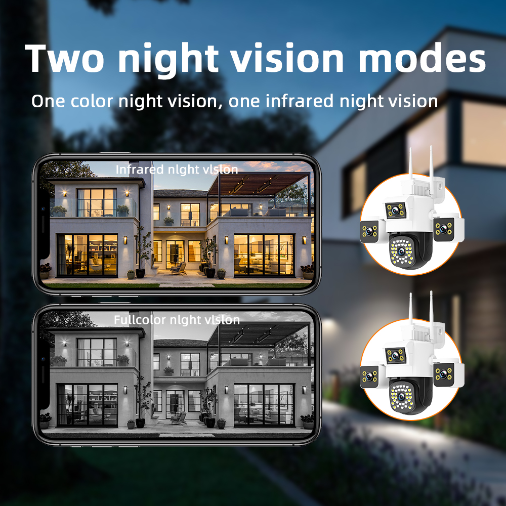 LLSEE 16MP 8K 4 Lens/Screen Wireless Two-Way Communication Wi-Fi CCTV Camera | Shopee Malaysia