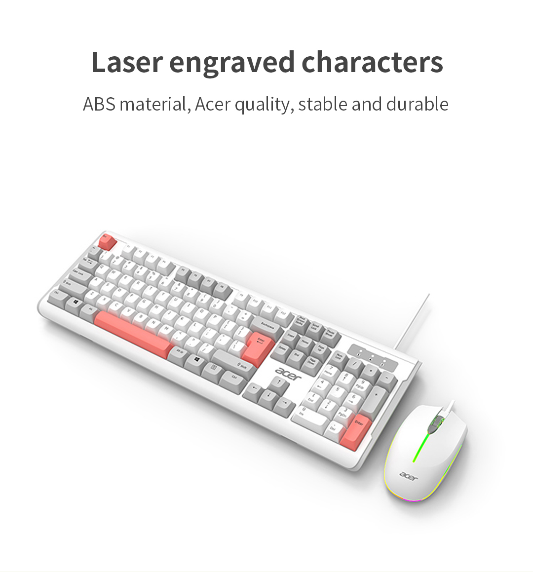 Acer OKB0A0 Plus Wired Keyboard Silent Full Layout USB Plug-and-Play ...