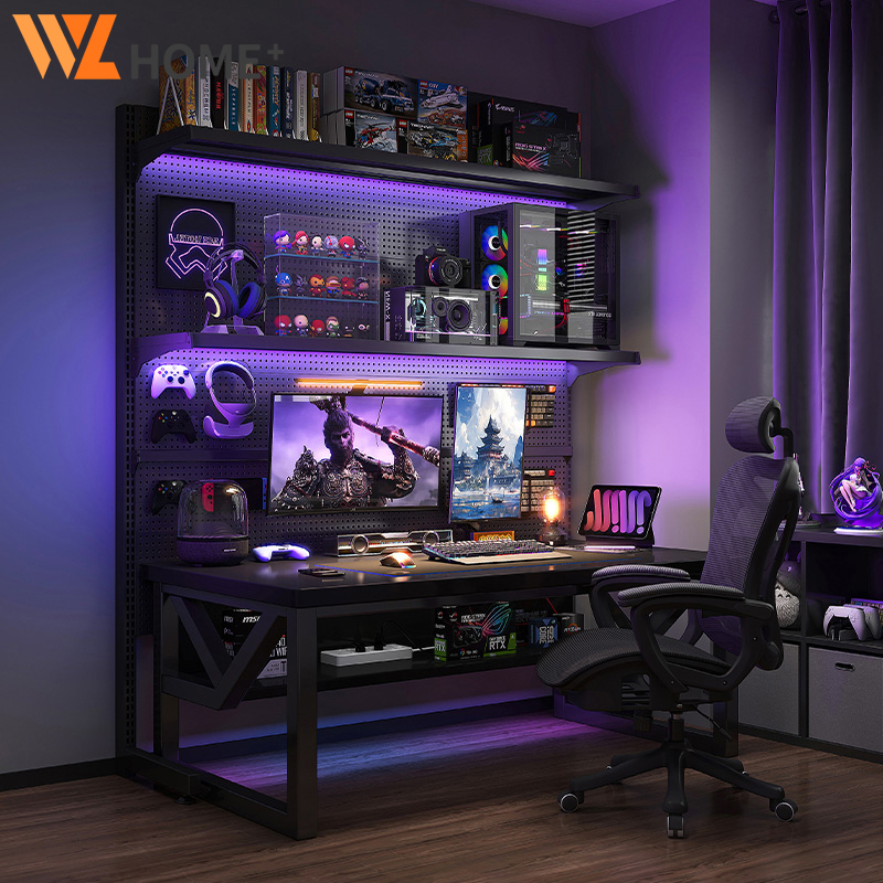 Metal Storage Rack Gaming Room Setup Accessories Adjustable Book Shelf ...