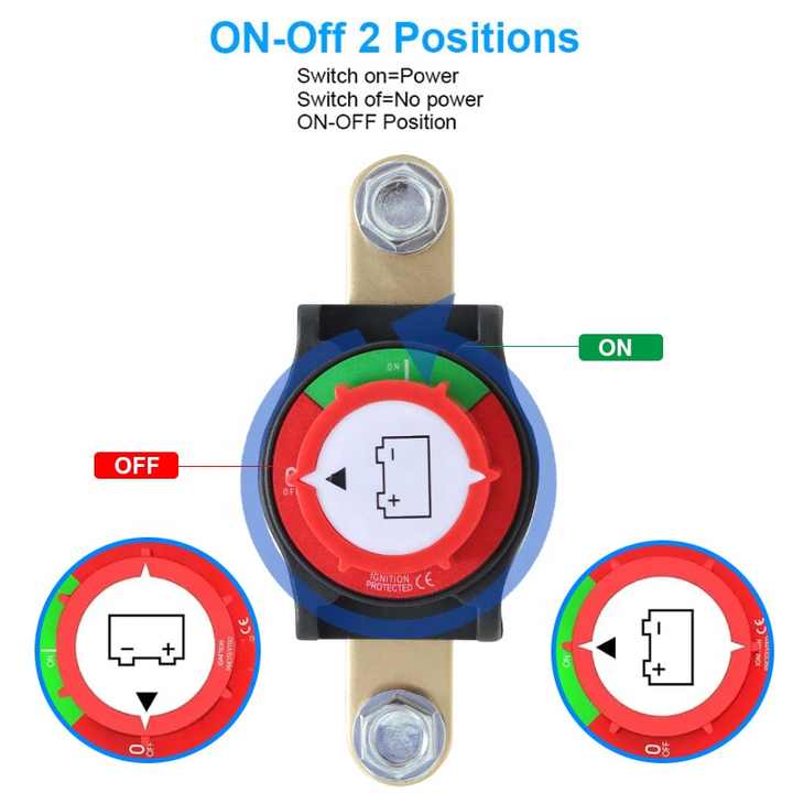Heavy Duty Top Post Battery Disconnect Switch 12V-48V Battery Kill ...