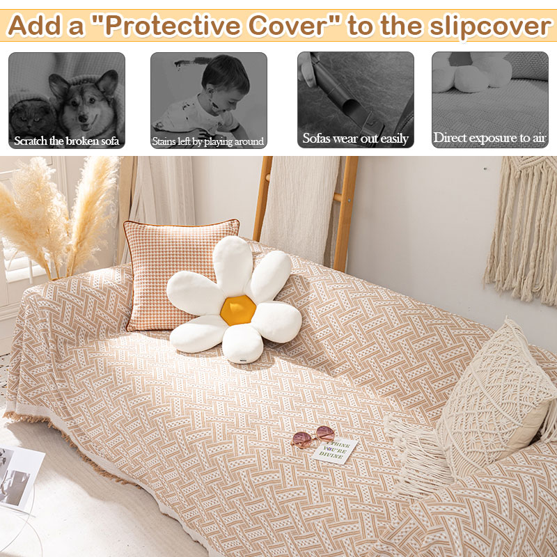 Nordic Sarung White/Grey/Cream Sofa Cushion Cover 1/2/3/4 Seater Full ...
