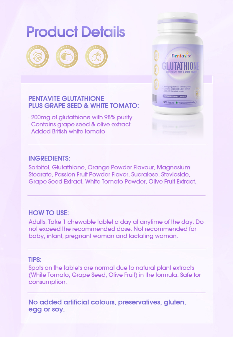 Pentavite Glutathione & Collagen Combo (30 Tablets) - Skin Brightening ...