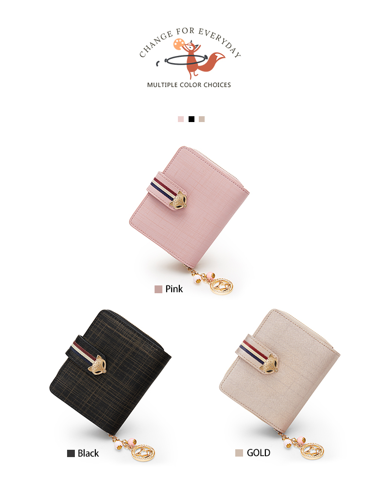 FOXER Cowhide Wallet Short Wallet Credit Card Holder Women's Wallet ...