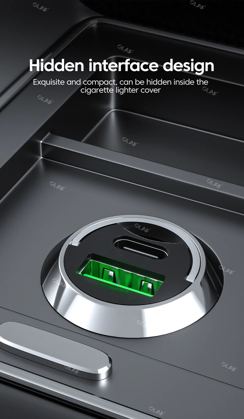Car Charger USB Type C Mini Metal Pull Ring QC 3.0 Fast Charging for ...